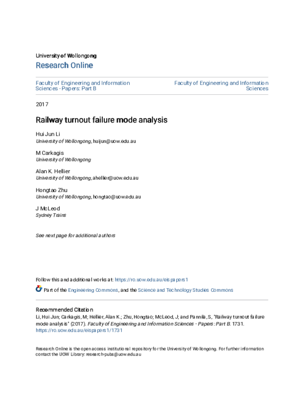 (PDF) Railway turnout failure mode analysis