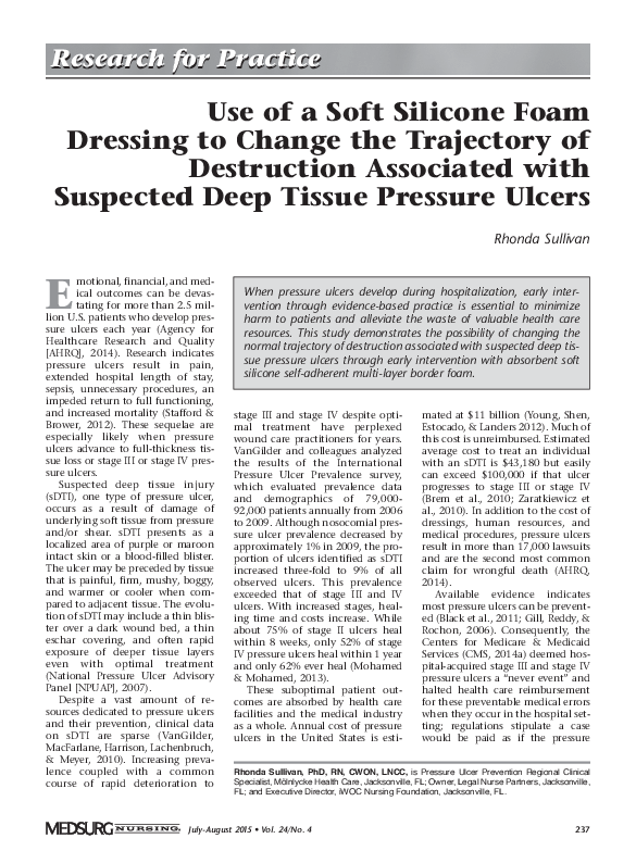 (PDF) Use of a Soft Silicone Foam Dressing to Change the Trajectory of ...