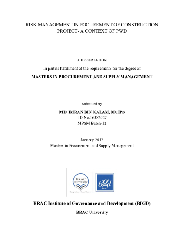 (PDF) Risk management in procurement of construction project- a context ...