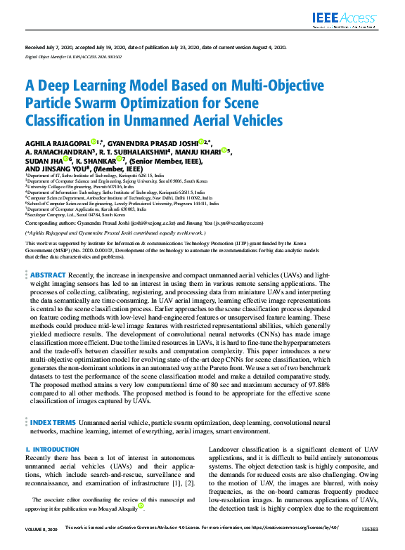 Pdf A Deep Learning Model Based On Multi Objective Particle Swarm Optimization For Scene