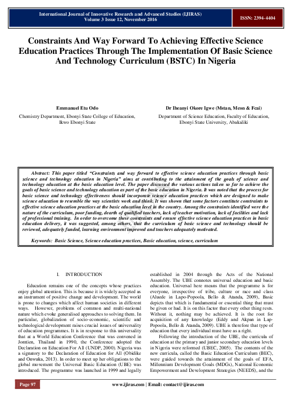PDF Constraints And Way Forward To Achieving Effective Science Education Practices Through The pdf-constraints-and-way-forward-to-achieving-effective-science-education-practices-through-the