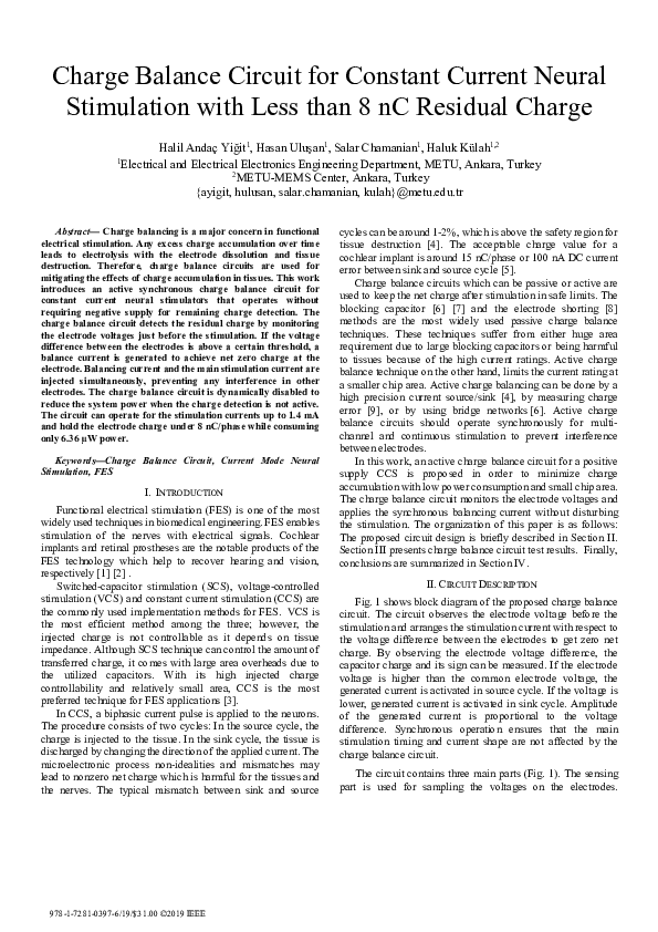 (PDF) Charge Balance Circuit for Constant Current Neural Stimulation ...