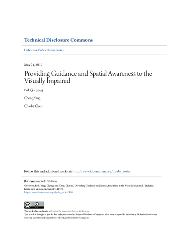 (PDF) Providing Guidance and Spatial Awareness to the Visually Impaired