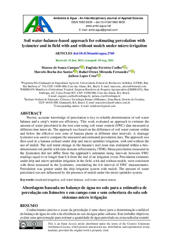 (PDF) Soil water-balance-based approach for estimating percolation with ...