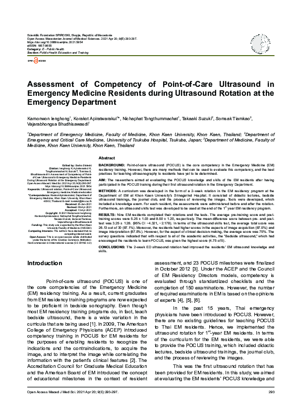 (PDF) Assessment of Competency of Point-of-Care Ultrasound in Emergency ...
