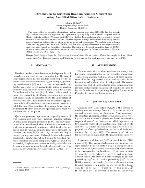 (PDF) Introduction to Quantum Random Number Generators using Amplified ...