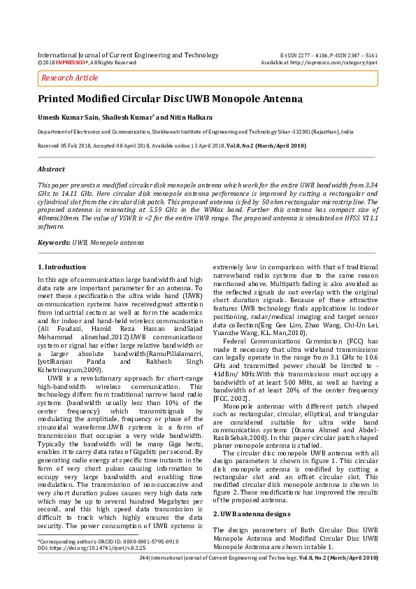 (PDF) Printed Modified Circular Disc UWB Monopole Antenna