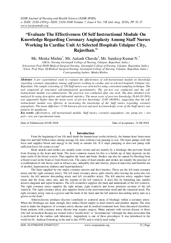 (PDF) “ Evaluate The Effectiveness Of Self Instructional Module On ...