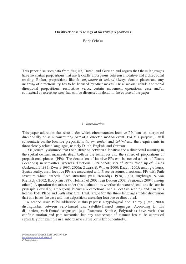 (PDF) On directional readings of locative prepositions