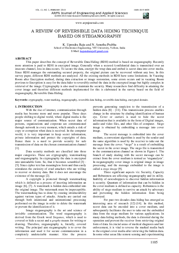 Pdf A Review Of Reversible Data Hiding Technique Based On Steganography