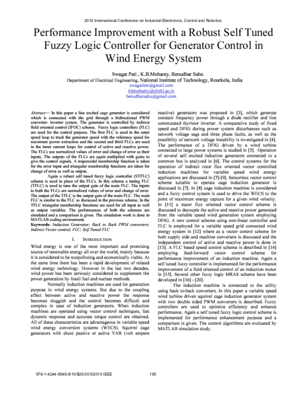 (PDF) Performance improvement with a robust self tuned fuzzy logic controller for generator ...