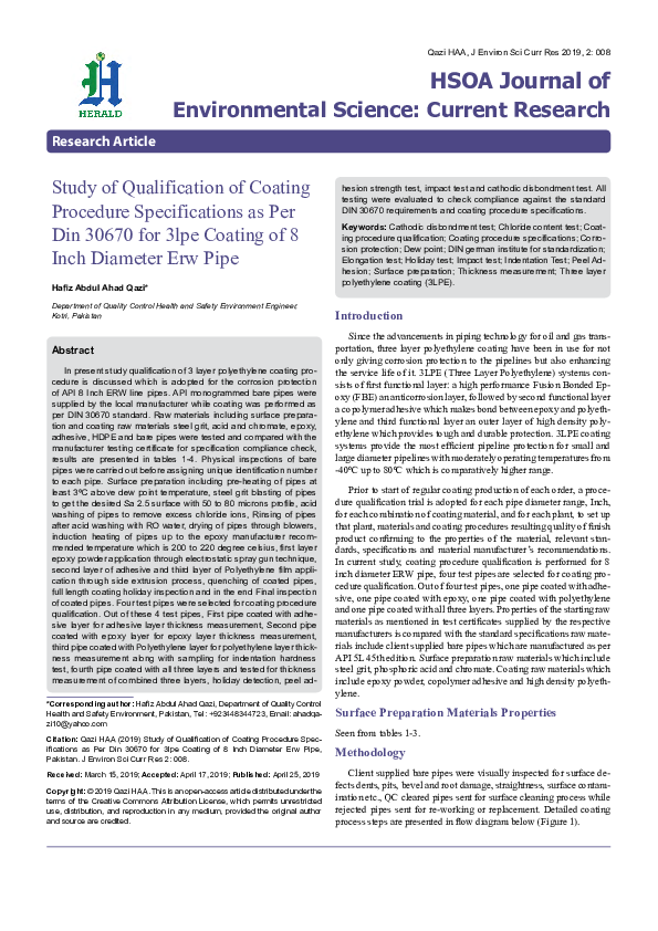 (PDF) Study of Qualification of Coating Procedure Specifications as Per ...