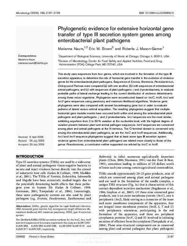 Phylogenetic evidence for extensive horizontal gene transfer of type ...