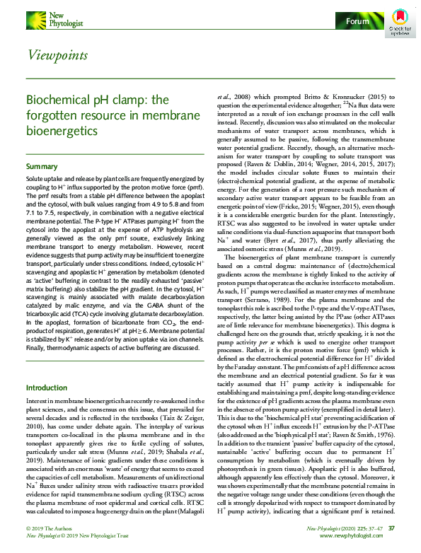 (PDF) Biochemical pH clamp: the forgotten resource in membrane ...