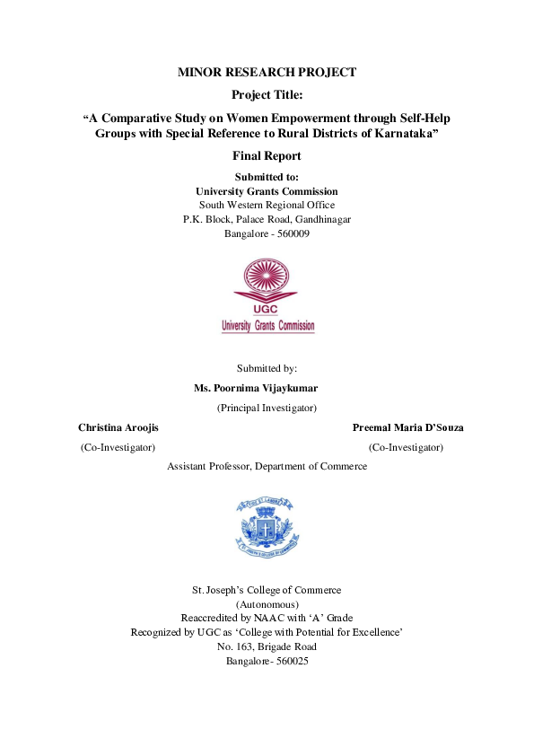 (PDF) MINOR RESEARCH PROJECT Project Title: “A Comparative Study on ...