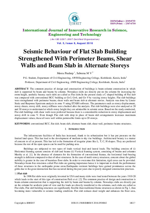 (PDF) Seismic Behaviour of Flat Slab Building Strengthened With ...