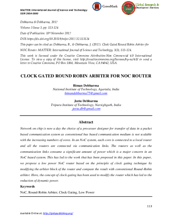 (PDF) Clock Gated Round Robin Arbiter for Noc Router | jeetu debbarma ...