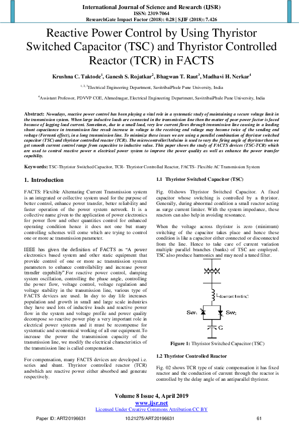 (PDF) Reactive Power Control by Using Thyristor Switched Capacitor ( TSC ) and Thyristor ...
