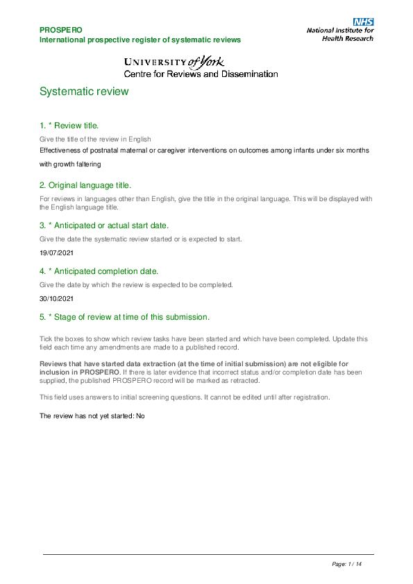 (PDF) International prospective register of systematic reviews