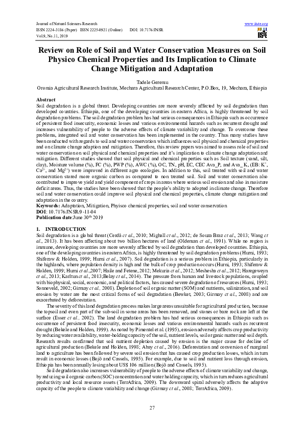 (PDF) Review on Role of Soil and Water Conservation Measures on Soil Physico Chemical Properties ...