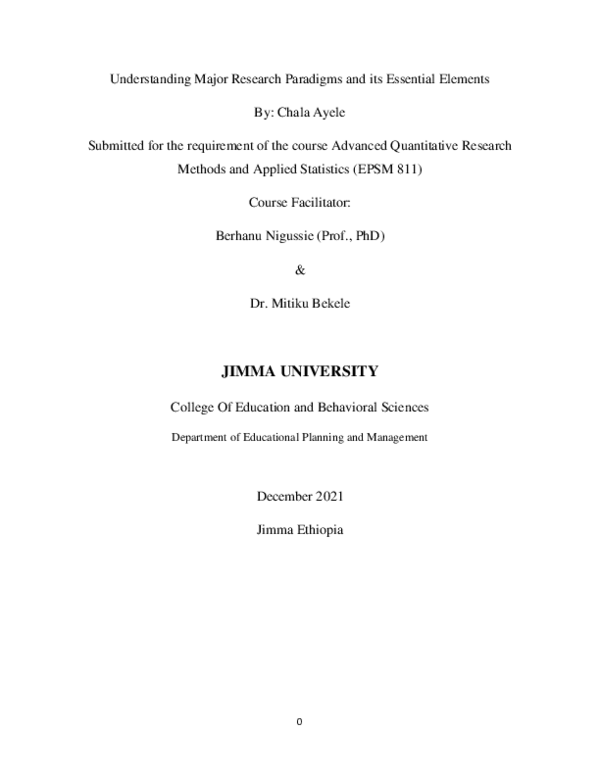 (PDF) Understanding Major Research Paradigms and its Essential Elements