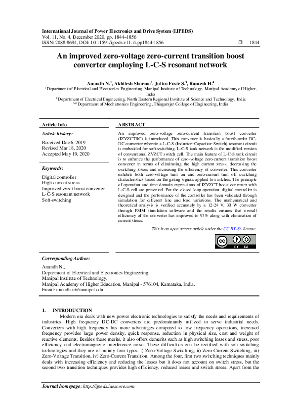 (PDF) An improved zero-voltage zero-current transition boost converter ...