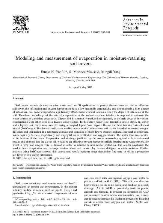 (PDF) Modeling and measurement of evaporation in moisture-retaining ...