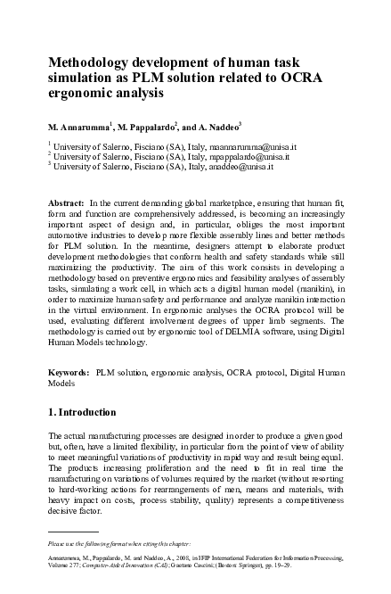 (PDF) Methodology development of human task simulation as PLM solution ...