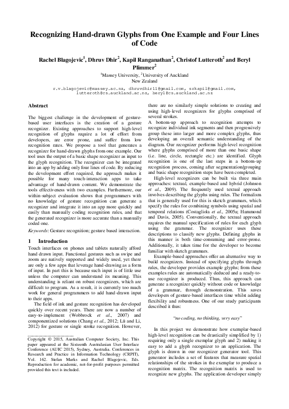 Recognizing Hand-drawn Glyphs from One Example and Four Lines of Code