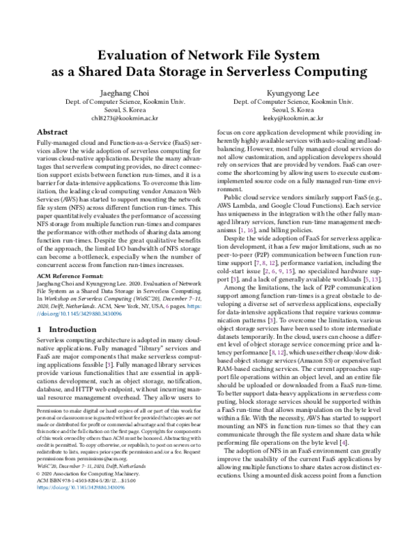 (PDF) Evaluation of Network File System as a Shared Data Storage in ...