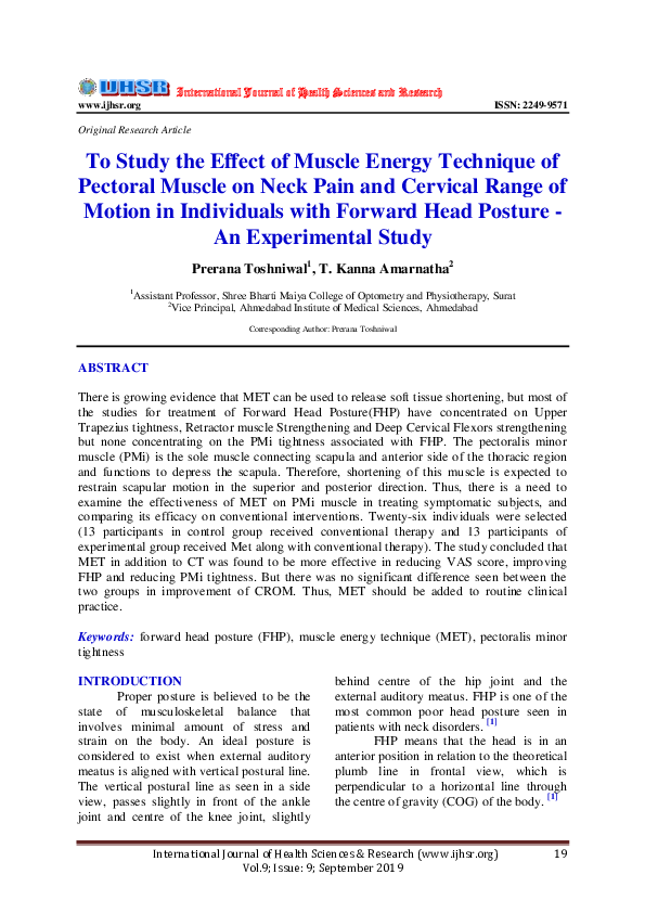 (PDF) To Study the Effect of Muscle Energy Technique of Pectoral Muscle ...