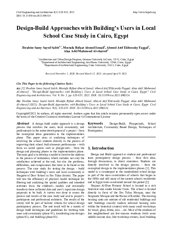(PDF) Design-Build Approaches with Building's Users in Local School ...