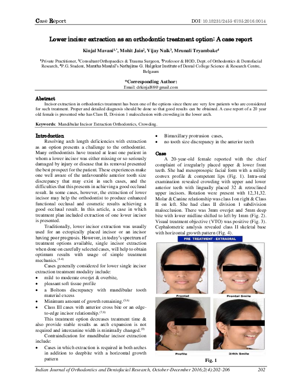 (PDF) Lower incisor extraction as an orthodontic treatment option: A ...