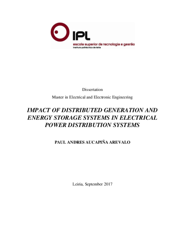 (PDF) Impact of distributed generation and energy storage systems on ...