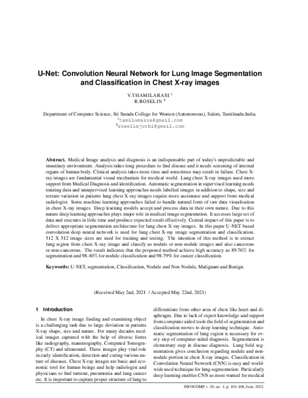 (PDF) U-Net: Convolution Neural Network for Lung Image Segmentation and ...