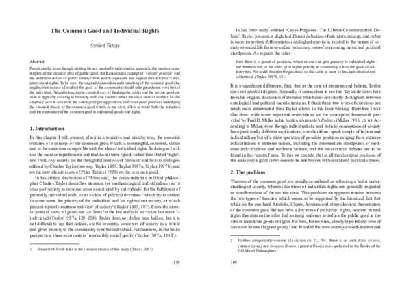 (PDF) The Common Good and Individual Rights