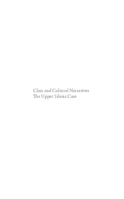 (PDF) Class and Cultural Narratives The Upper Silesia Case