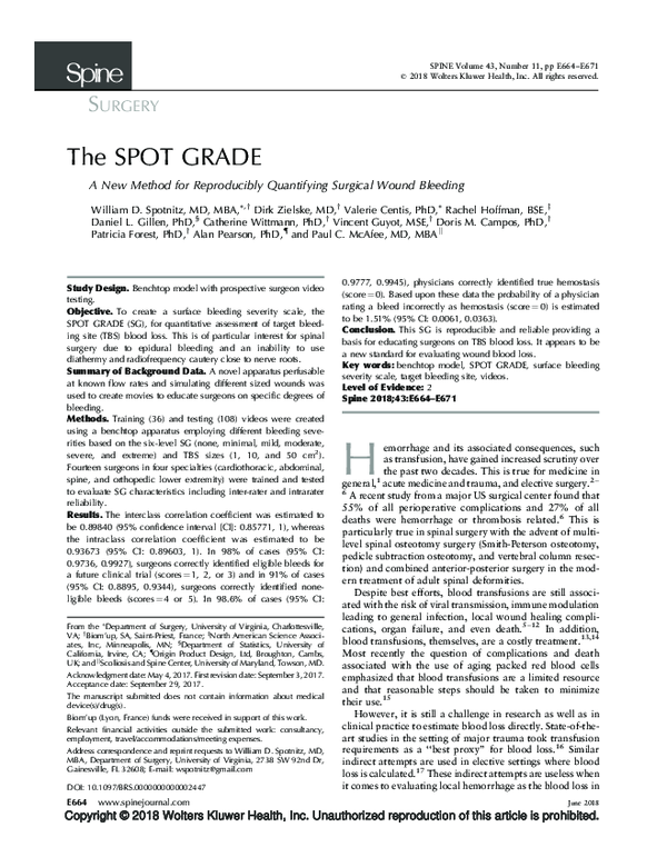 (PDF) The SPOT GRADE: A New Method for Reproducibly Quantifying ...