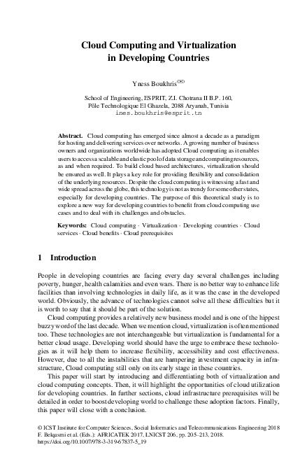(PDF) Cloud Computing and Virtualization in Developing Countries