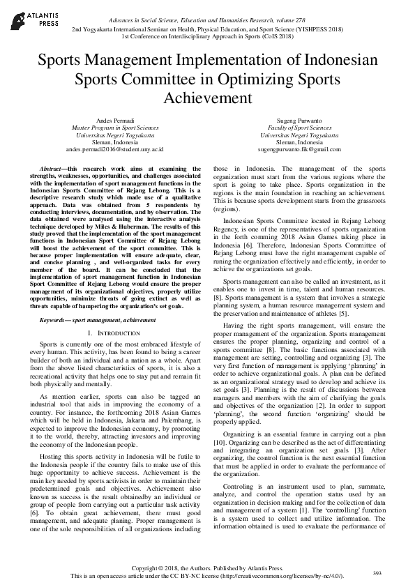 (PDF) Sports Management Implementation of Indonesian Sports Committee ...