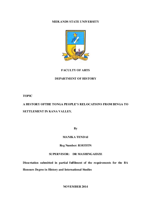 (PDF) A history of the Tonga people's relocations from Binga to ...