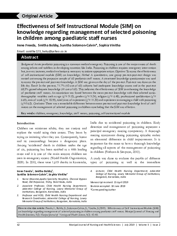 (PDF) Effectiveness of Self Instructional Module (SIM) on knowledge ...