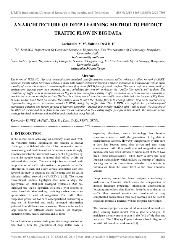 (PDF) An Architecture of Deep Learning Method to Predict Traffic Flow ...