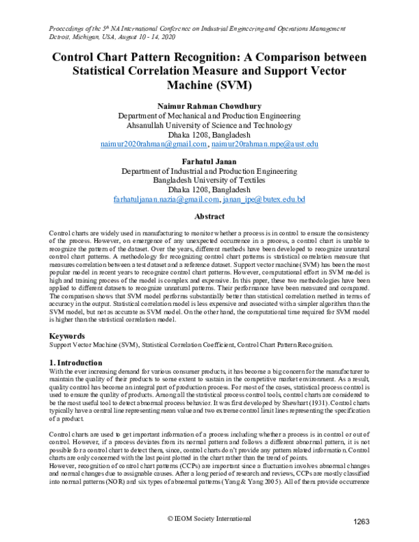 (PDF) Control Chart Pattern Recognition: A Comparison between Statistical Correlation Measure ...