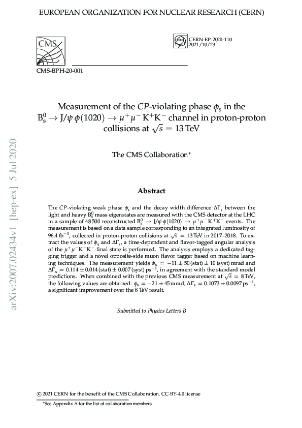 (PDF) Measurement of the $CP$-violating phase $\phi_\mathrm{s}$ in the ...
