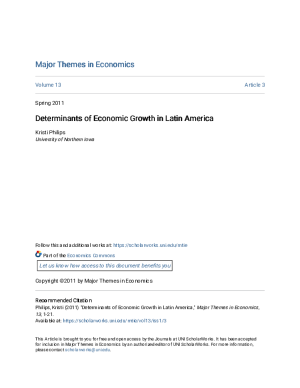 (PDF) Determinants of Economic Growth in Latin America