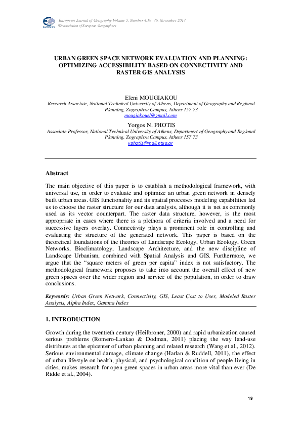 (PDF) Urban Green Space Network Evaluation and Planning : Optimizing Accessibility Based on ...