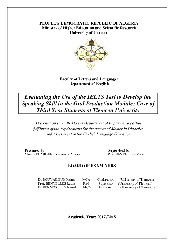 (PDF) Evaluating the Use of the IELTS Test to Develop the Speaking ...