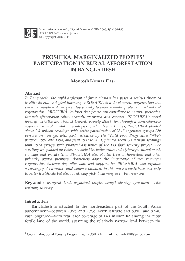(PDF) Proshika: Marginalized Peoples' Participation in Rural ...