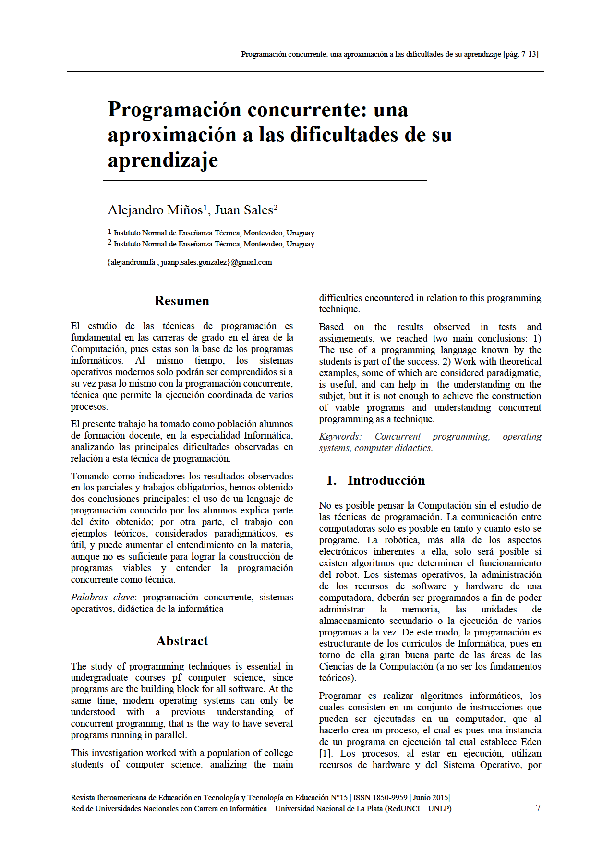 (PDF) Programación concurrente: una aproximación a las dificultades de su aprendizaje